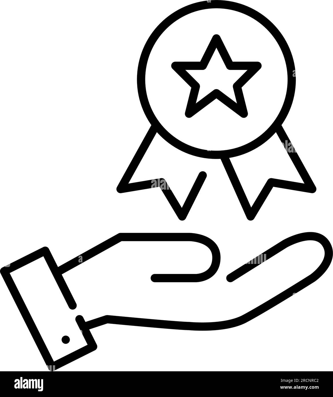 Reward icons. Medal with ribbon in a hand. Pixel perfect, editable ...