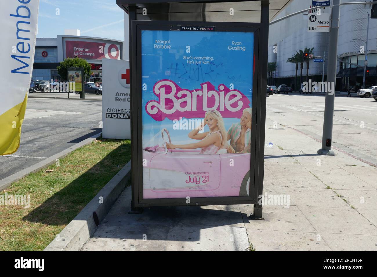 Los Angeles, California, USA 15th July 2023 Barbie Bus Stop on July 15 ...