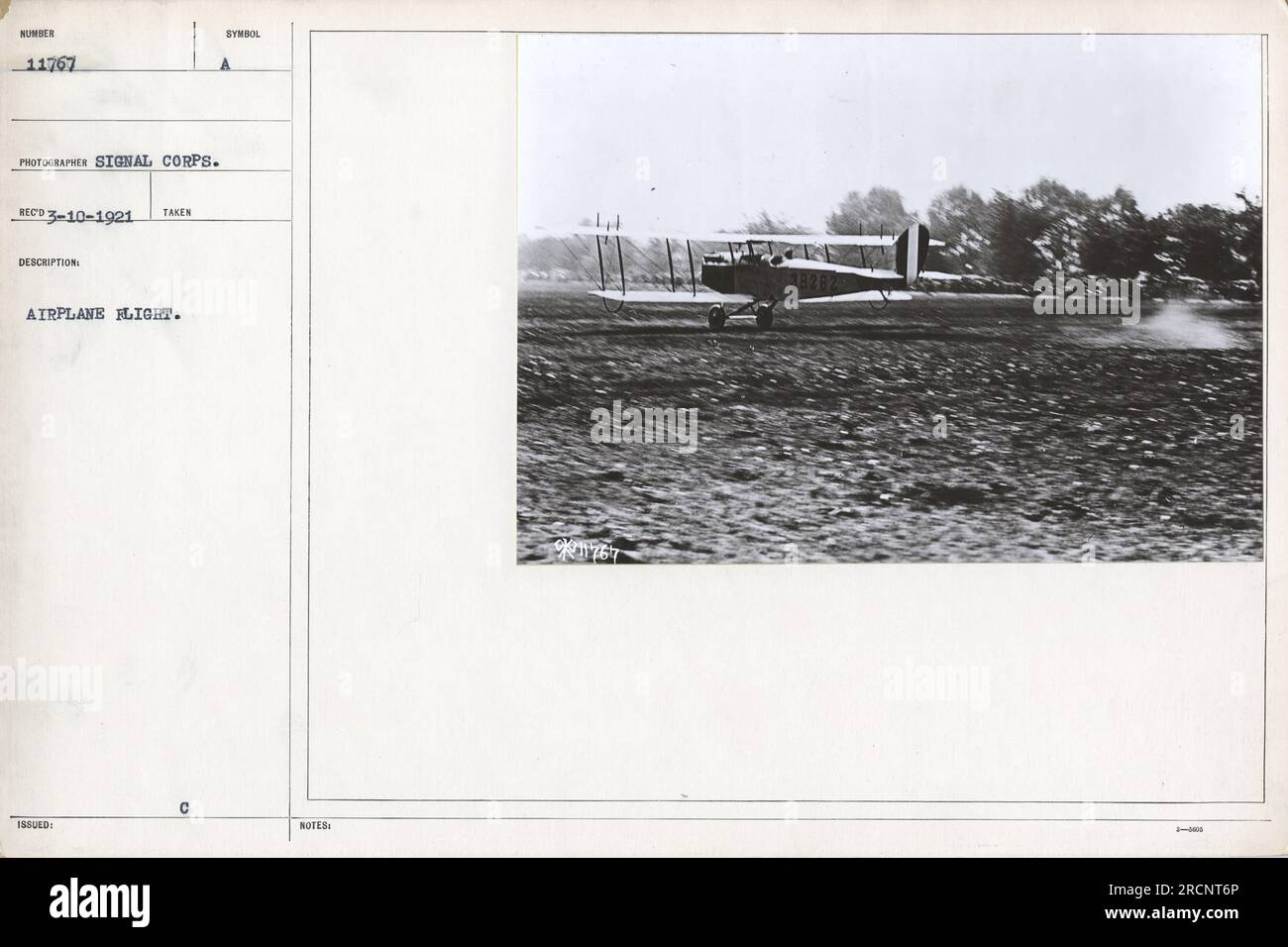 American military airplane in flight during World War One. The ...