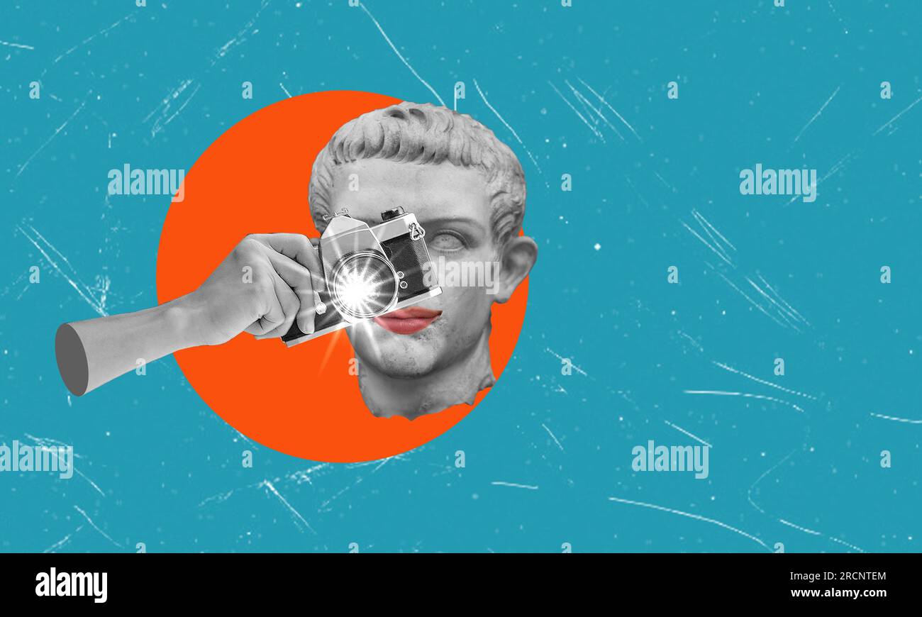 Art Collage, Contemporary art collage showing a man's hand holding a ...