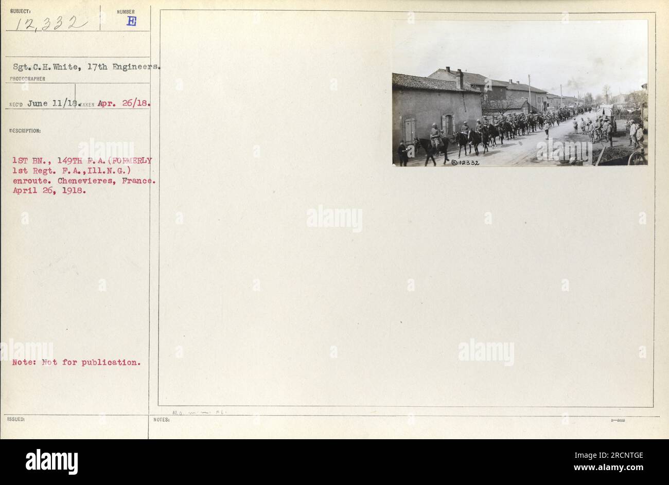 Sergeant C.H. White from the 17th Engineers captured in photograph 111 ...