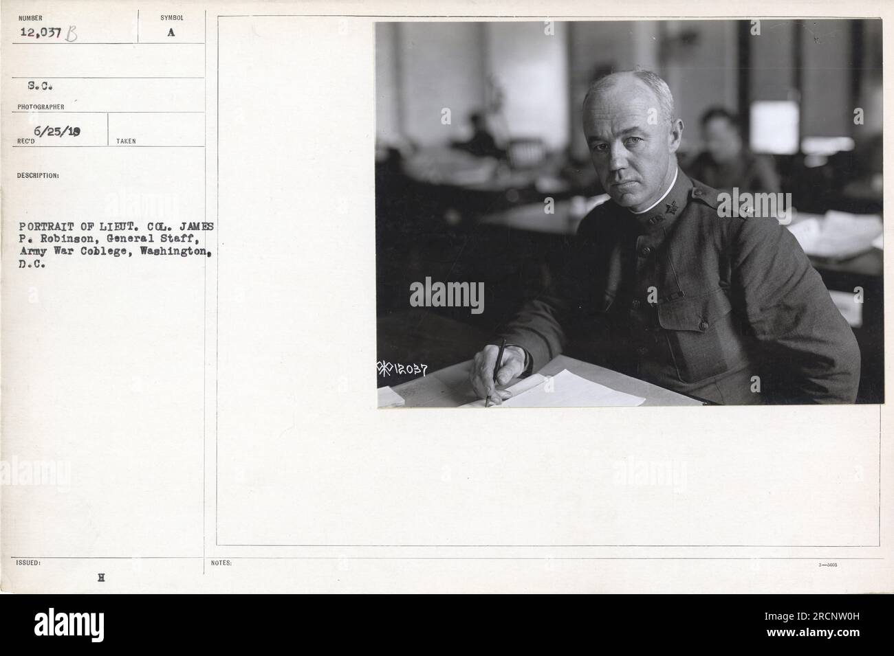 Lieutenant Colonel James P. Robinson of the General Staff at Army War ...