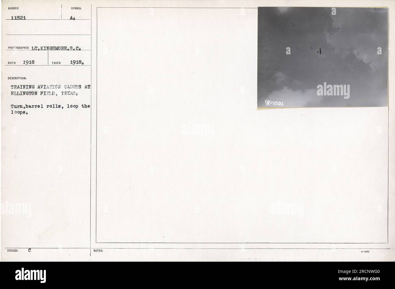 Training aviation cadets at Ellington Field, Texas in 1918. The photo ...