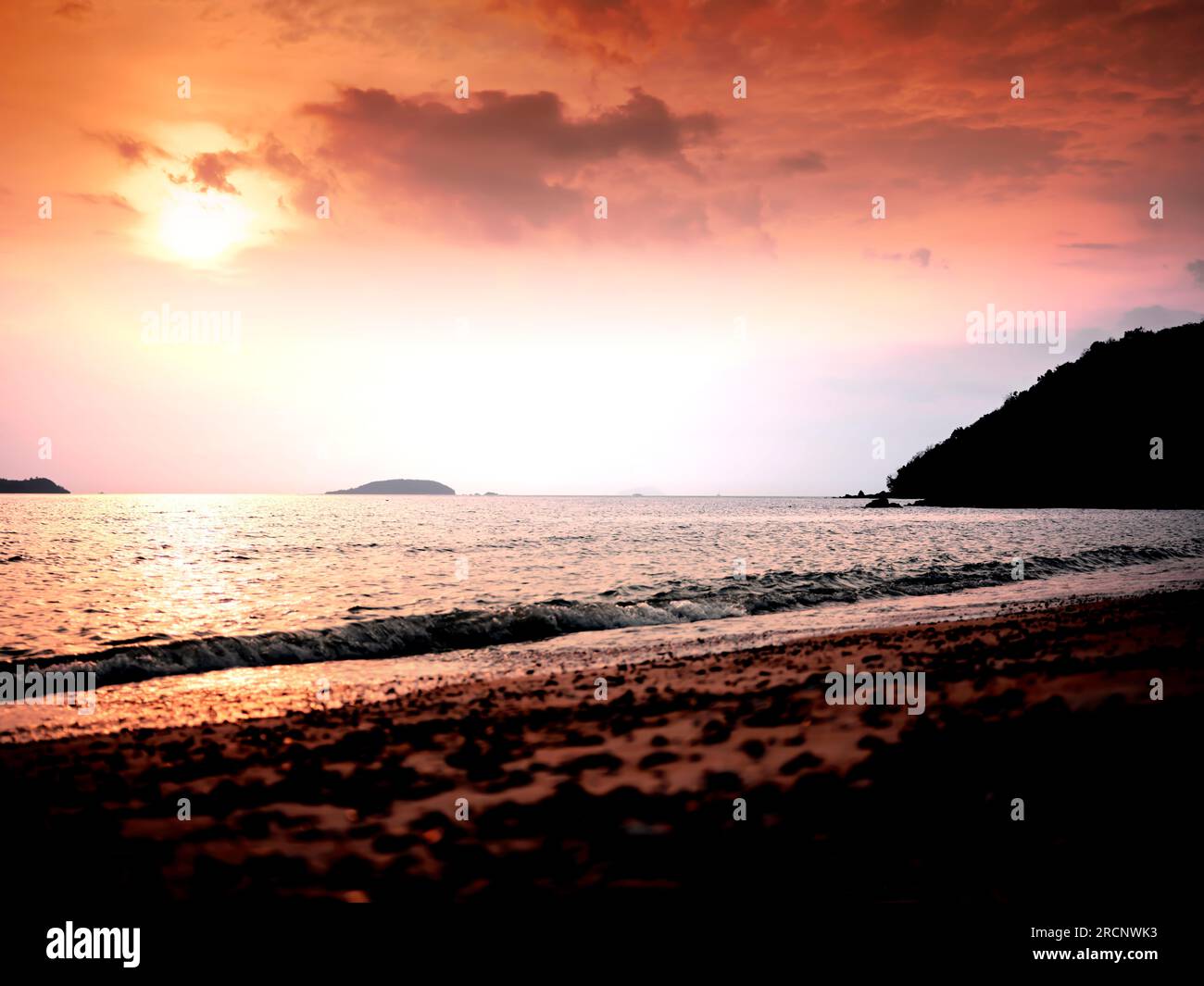 Sand on beach and blue summer sky. beach landscape. Empty tropical ...