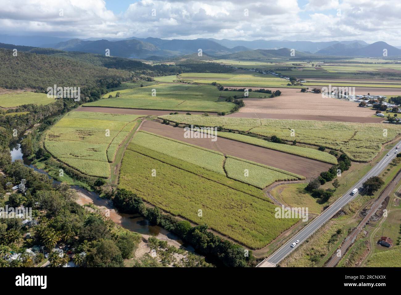 sugar cane crops ready for harvest near the Queensland town of Calen ...