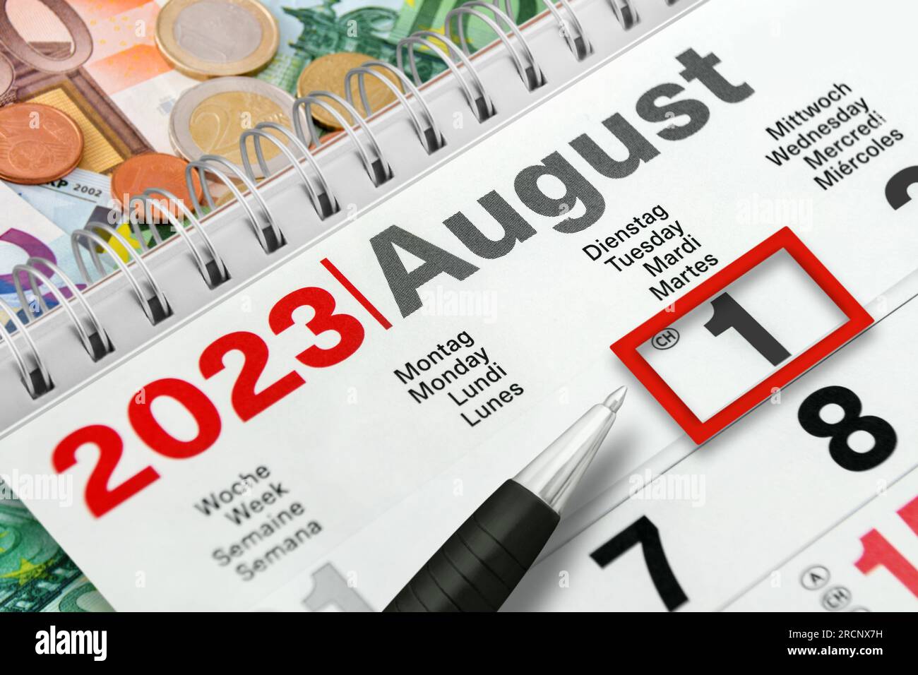German calender August 1 2023 with Euro Week Monday Thursday Wednesday ...