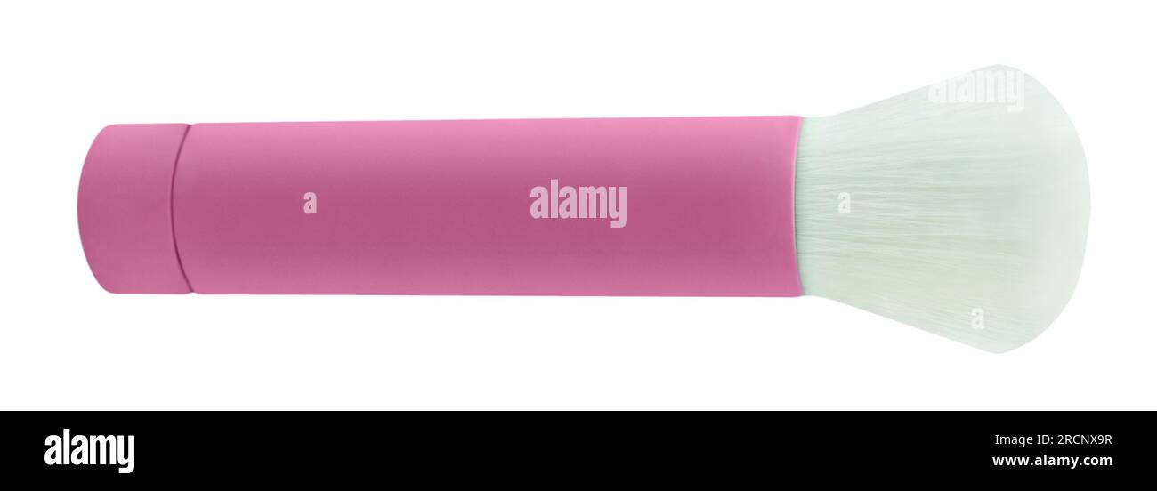 Pink make up brush isolated on white background Stock Photo - Alamy