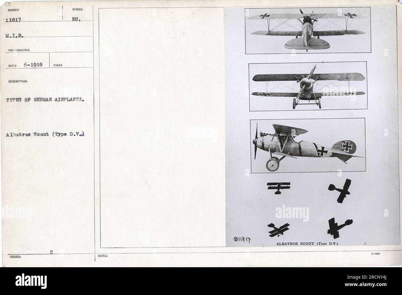 German Albatros Scout Type D.V. airplane captured during World War One ...