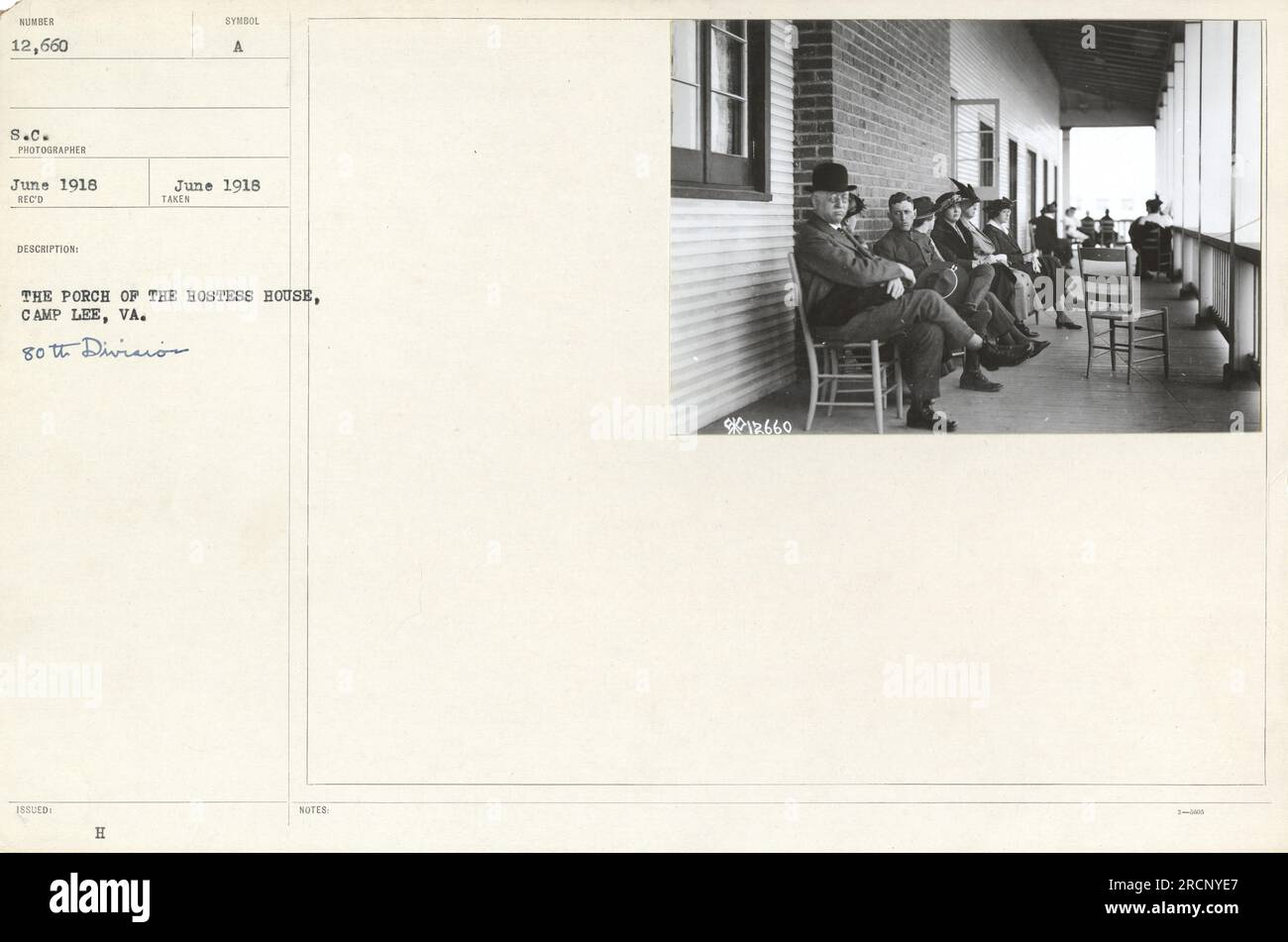 Photograph taken in June 1918 on the porch of the Hostess House at Camp ...