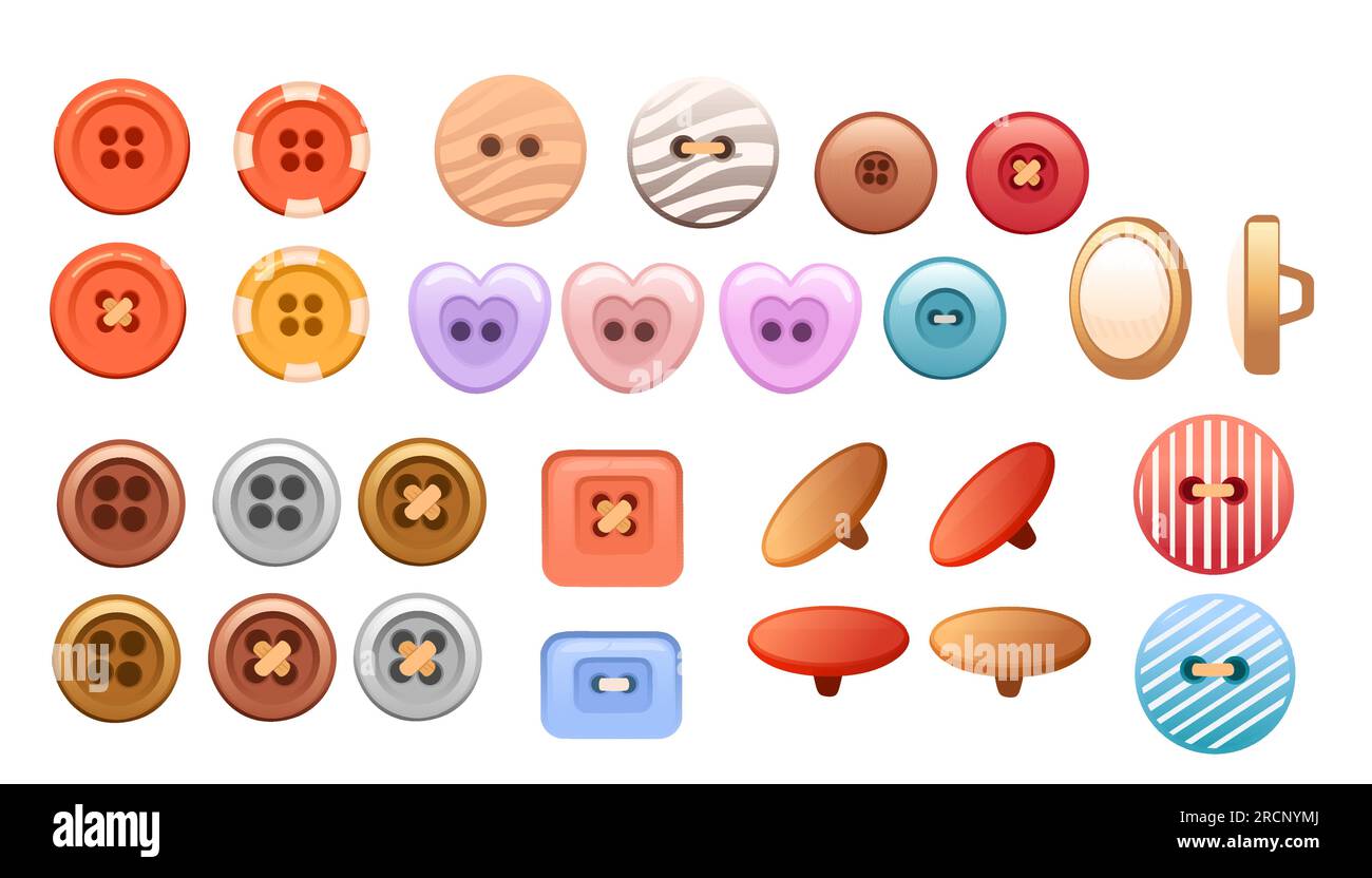 Set of sewing buttons for clothing or accessory needlework elements ...