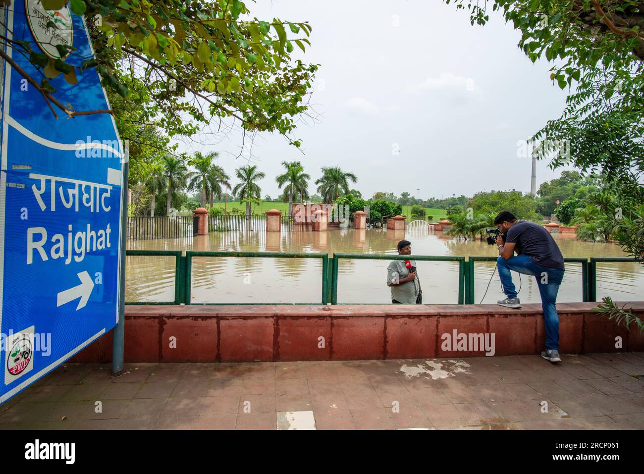 New Delhi, India. 15th July, 2023. Cameraman and TV reporter seen ...