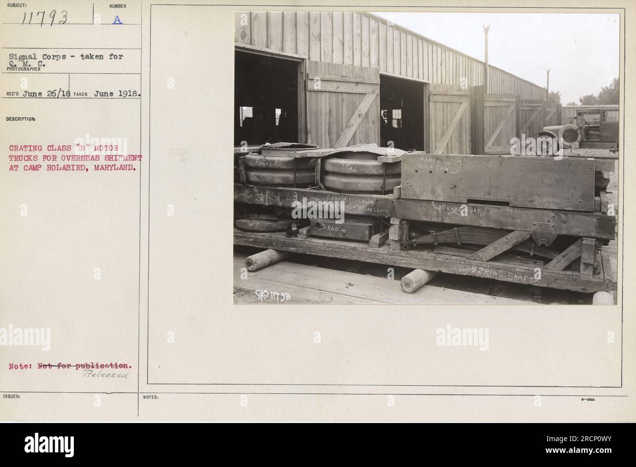 Men at Camp Holabird, Maryland, preparing Class "B" motor trucks for ...