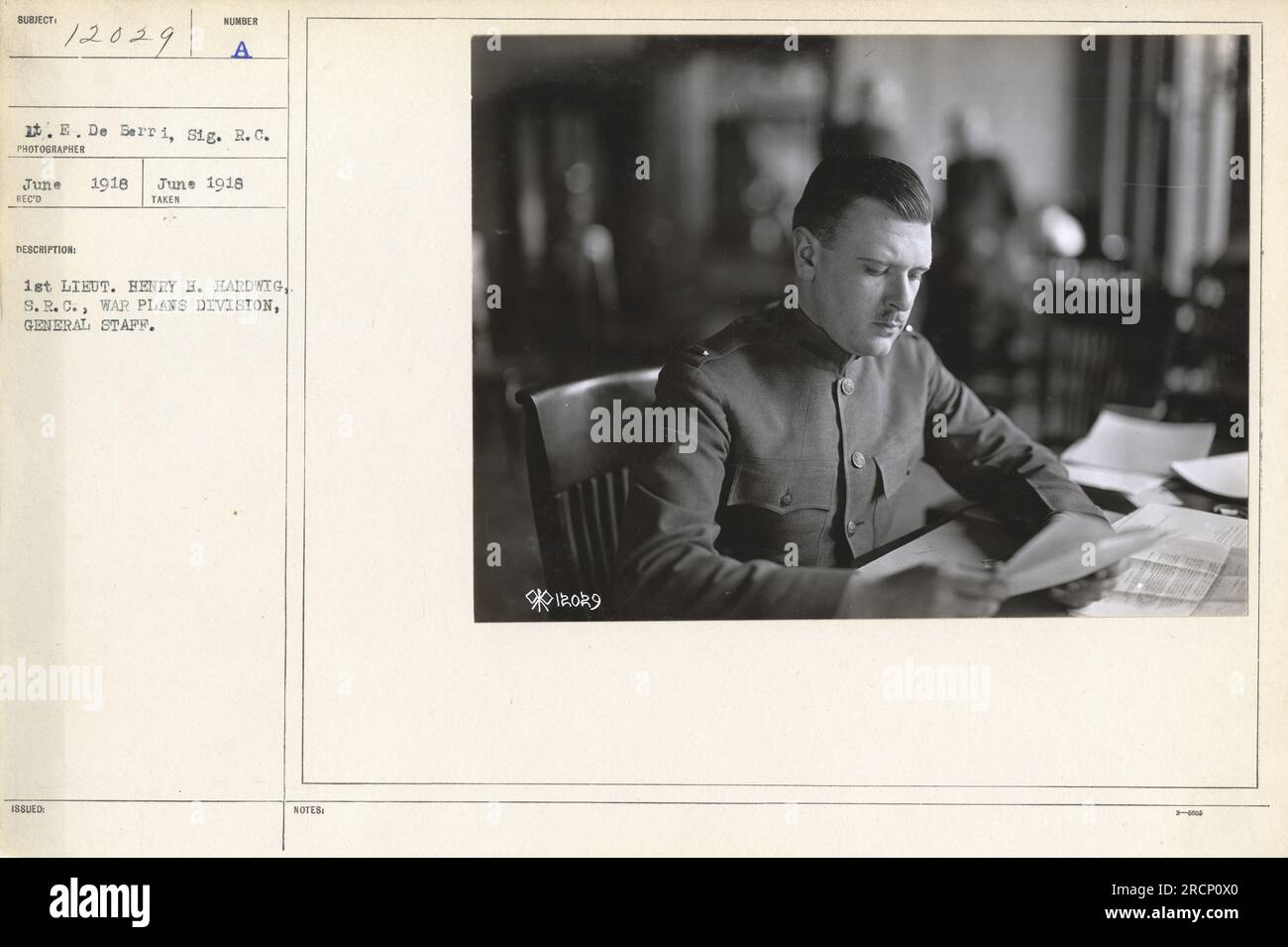 "1st Lieutenant Henry H. Hardwig of the War Plans Division, General ...