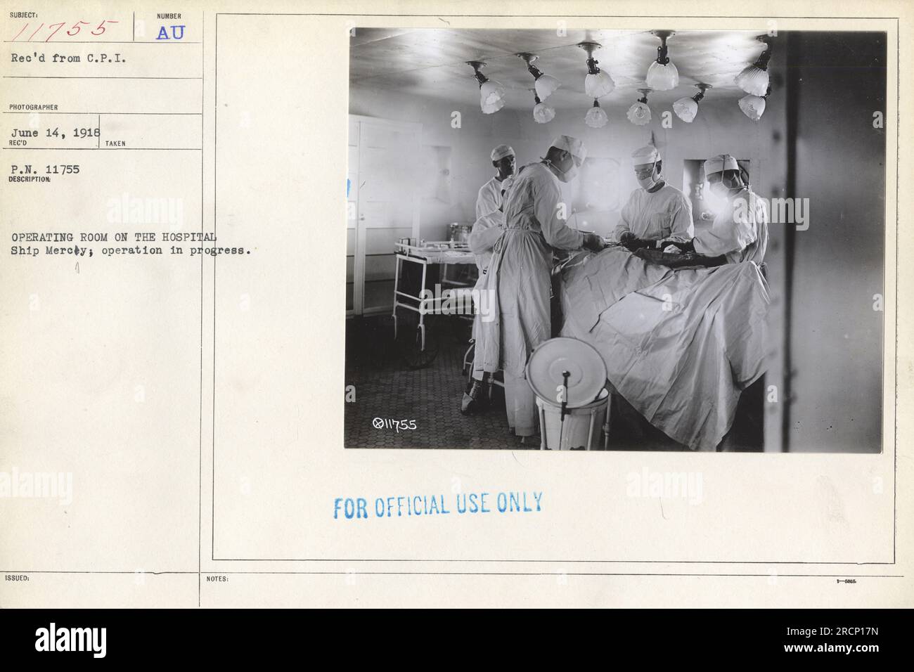 "Scene from an operating room on the ship Mercy during World War One ...