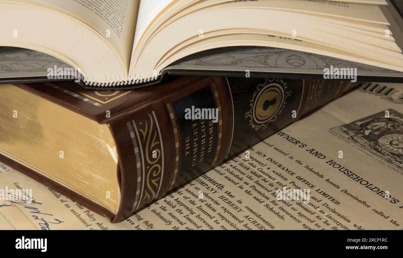 Classic Leather Books Stacked Stock Photo - Alamy
