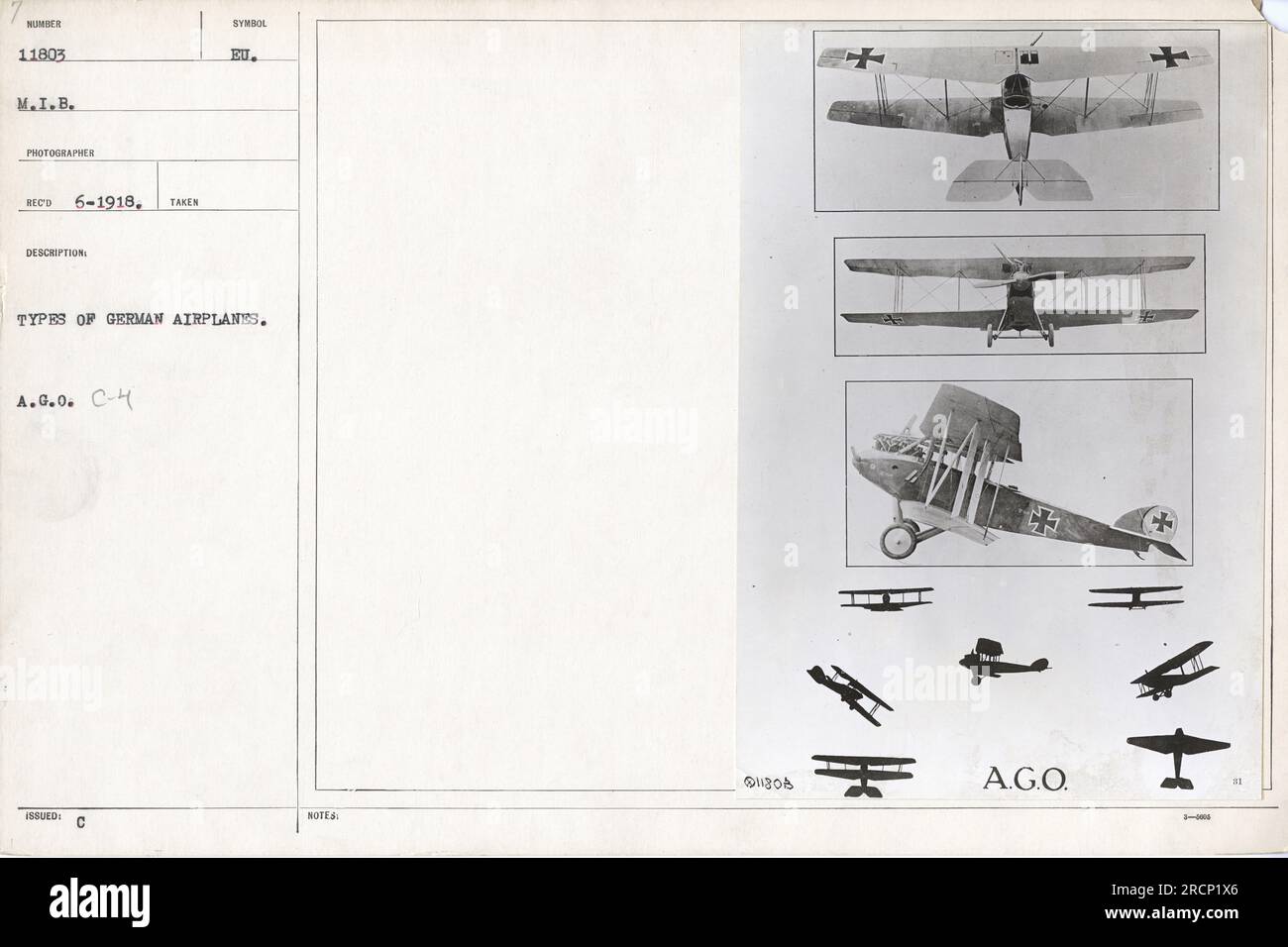 "Nose view photograph of German airplane symbols. Taken by M.I.B ...