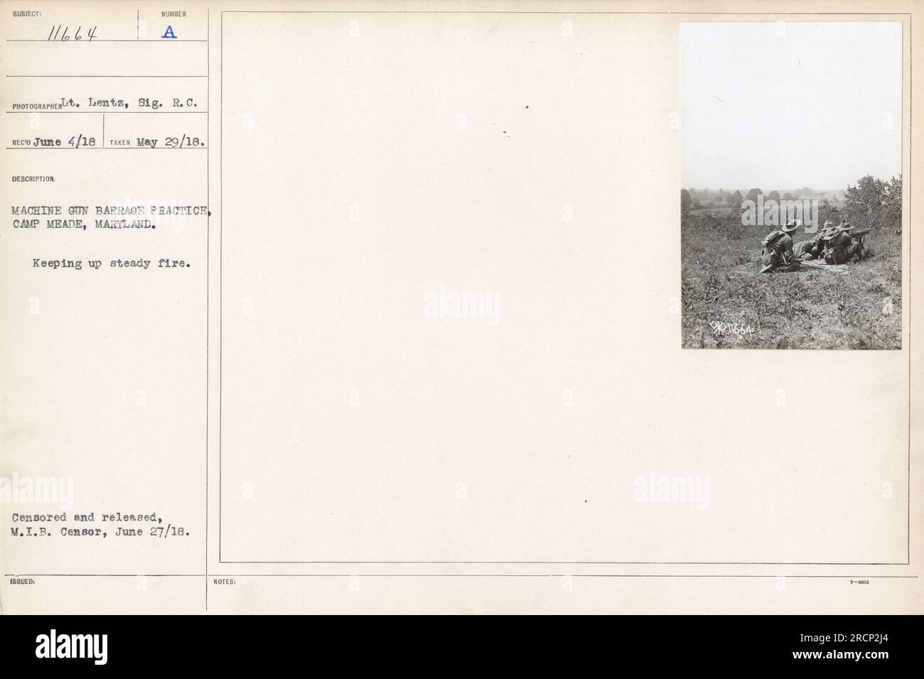 A machine gun barrage practice taking place at Camp Meade, Maryland ...