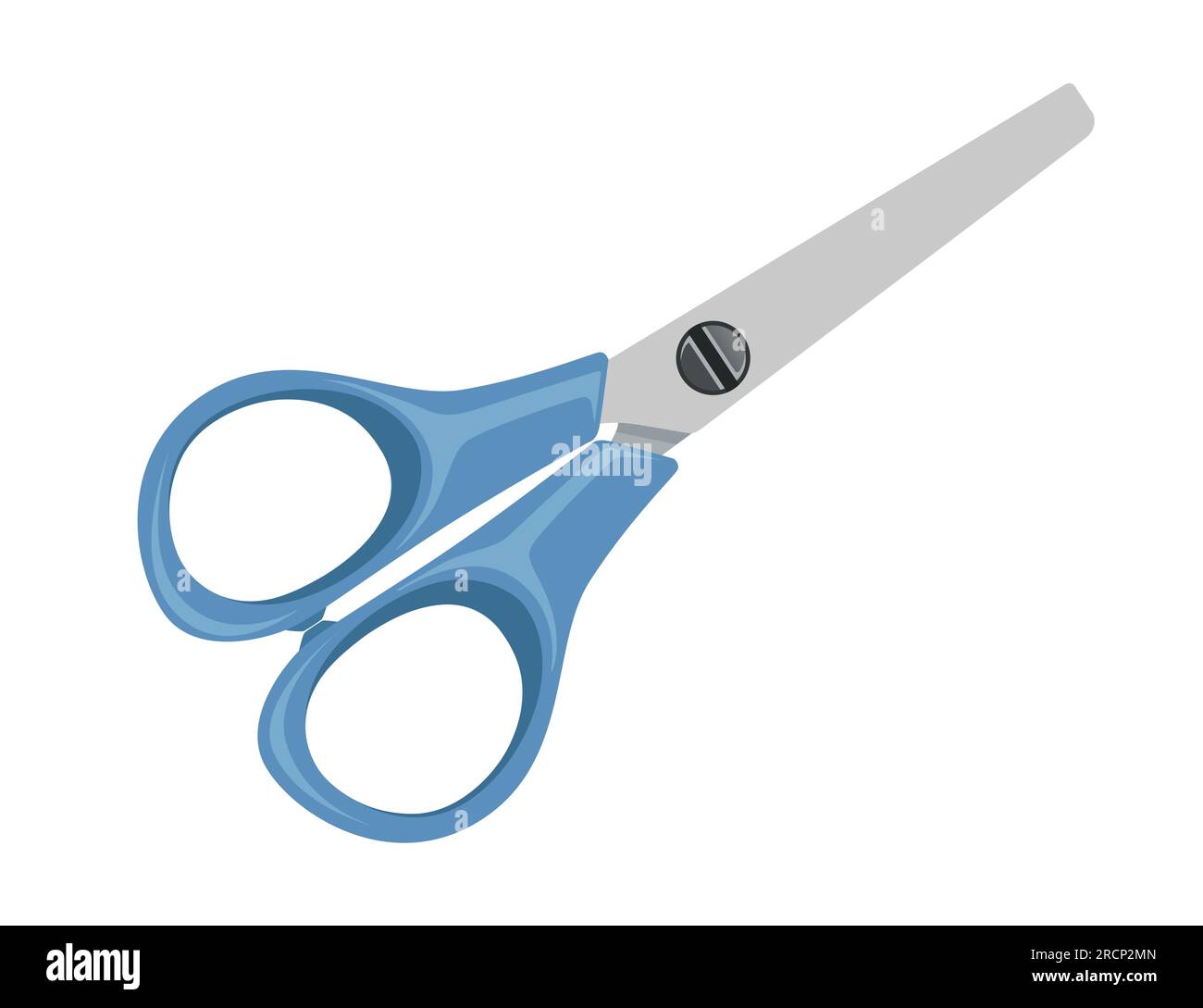 Stainless steel scissors with blue plastic handle vector illustration ...