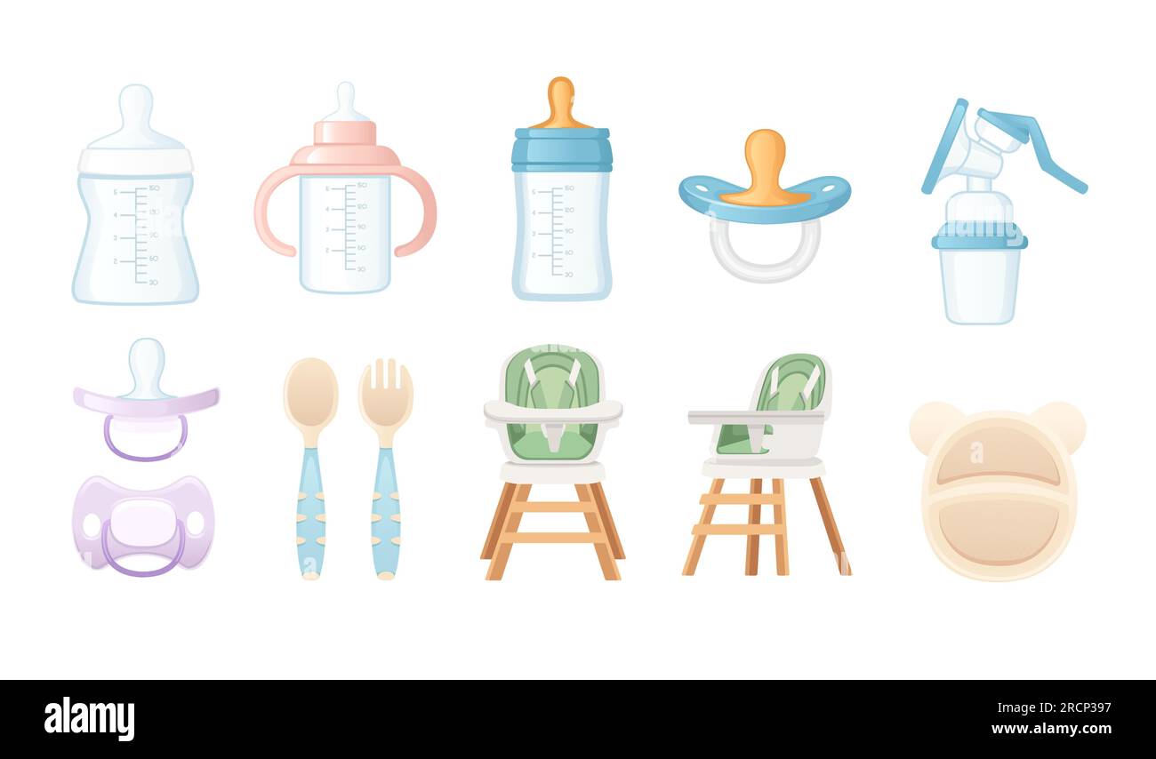 Set of items for baby care vector illustration isolated on white ...