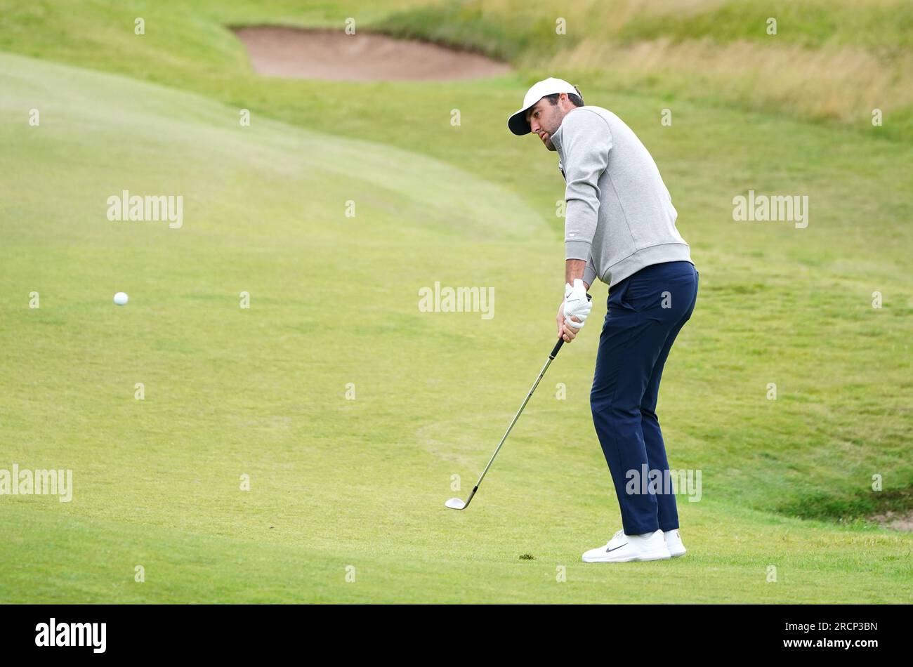 Scottie Scheffler on the first hole on day four of the Genesis Scottish Open 2023 at The ...