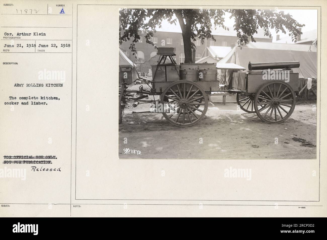 A U.S. Army rolling kitchen with its cooker and limber. This complete ...