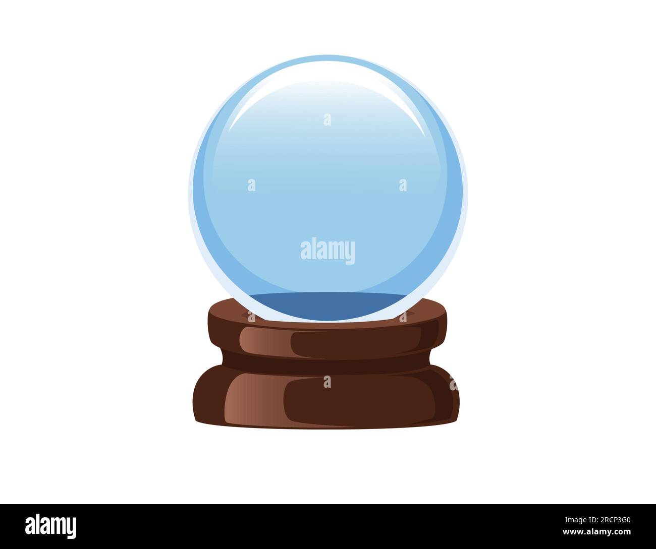 Transparent blue magic ball on wooden stand vector illustration ...