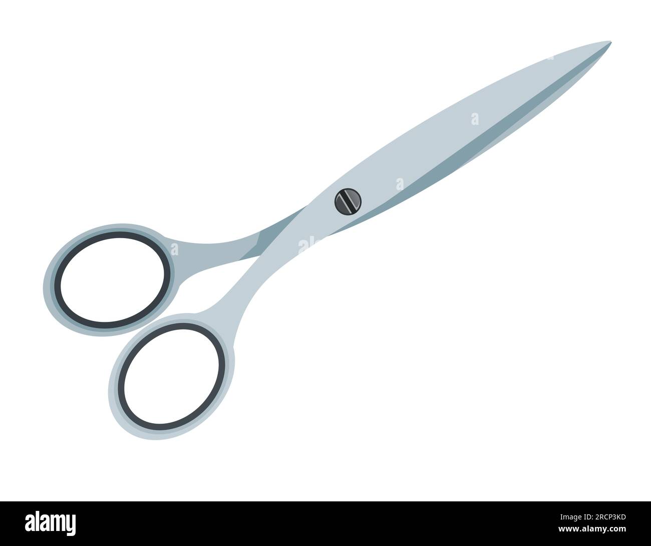 Stainless steel scissors with grey plastic handle vector illustration ...