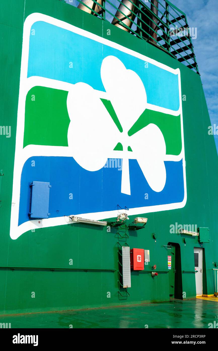 The Irish Ferries logo. This ferry operates on the Irish Sea between ...