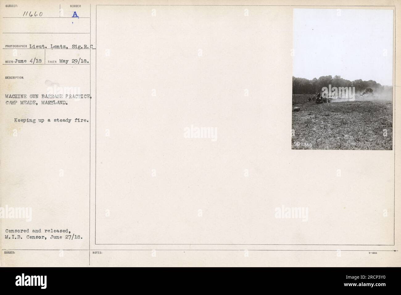 Soldiers conducting machine gun barrage practice at Camp Meade ...