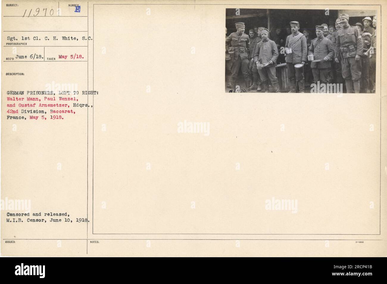 German prisoners captured by Sgt. 1st Cl. C. H. White from the 42nd ...