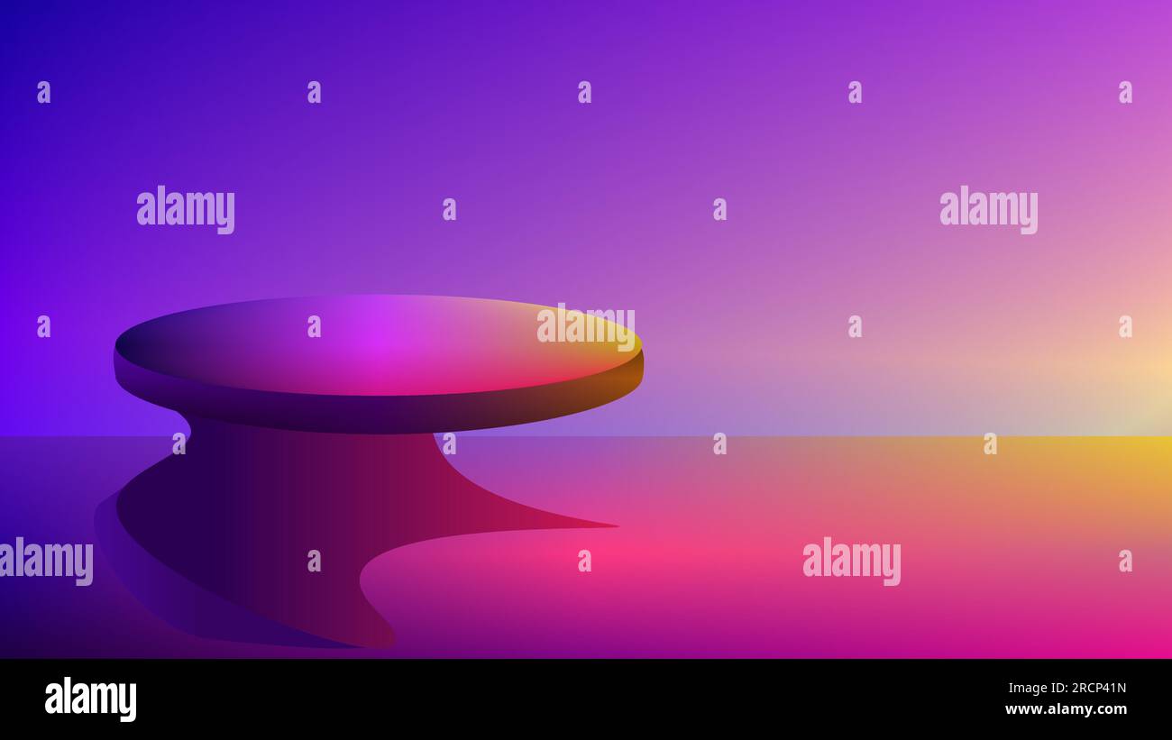 3D podium platform facing the sunset and twilight sky background Stock ...