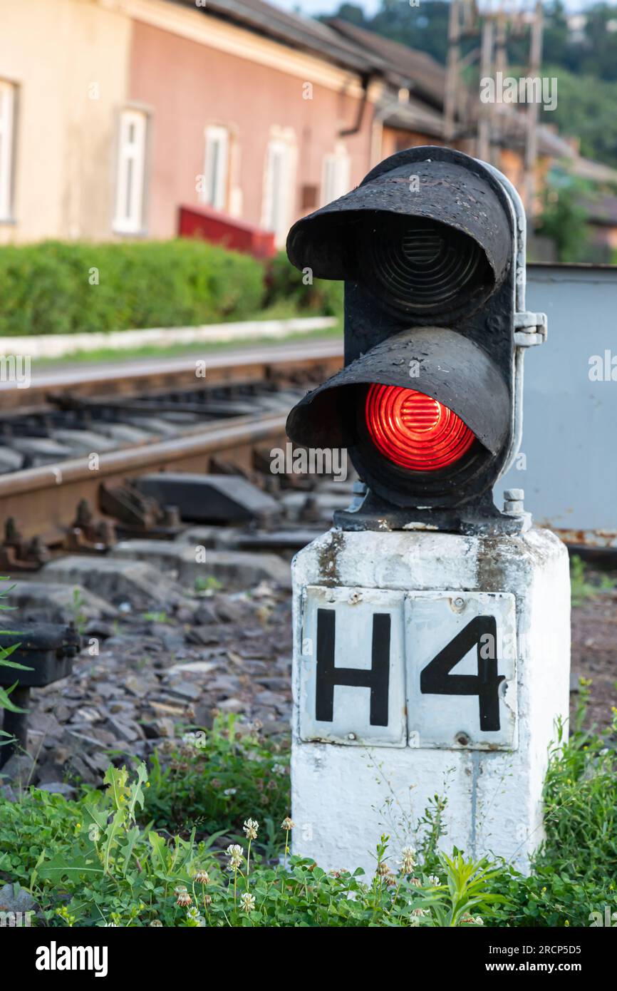 Red train station with railing hi-res stock photography and images - Alamy