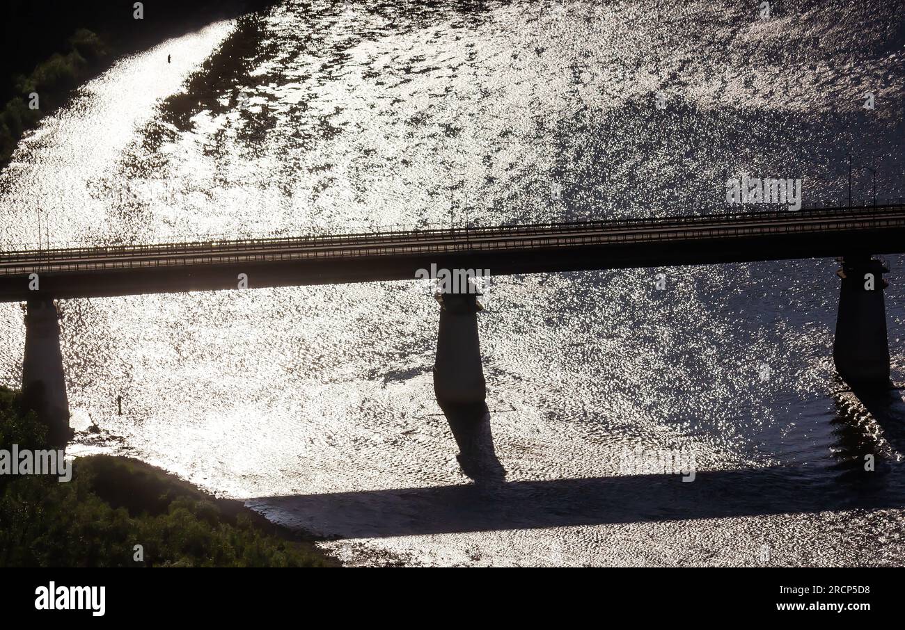 road bridge over the river top view water sky Stock Photo - Alamy