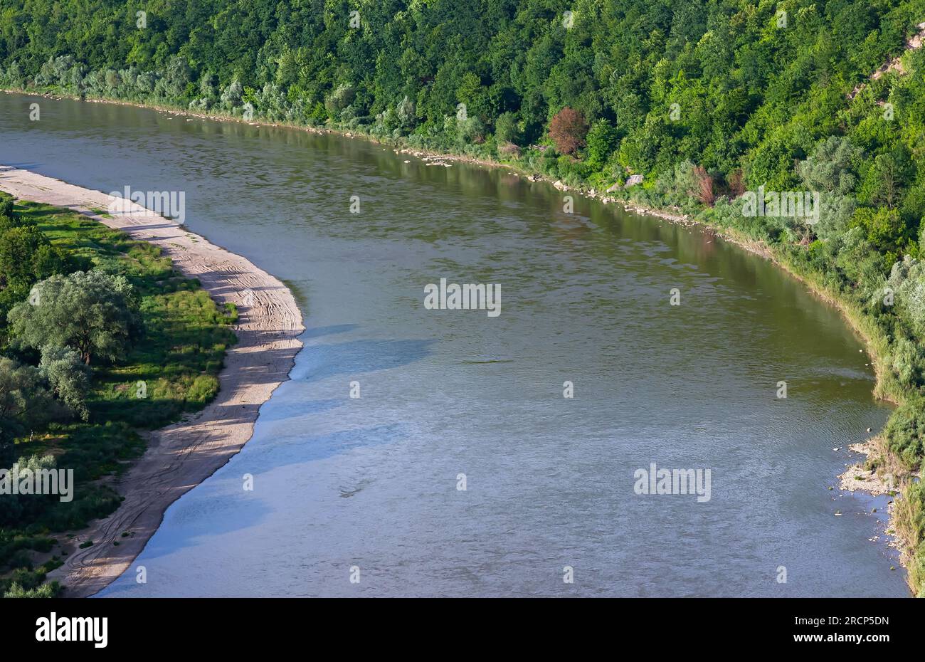 River bank with trees top view. Sandy beach near the water Stock Photo ...