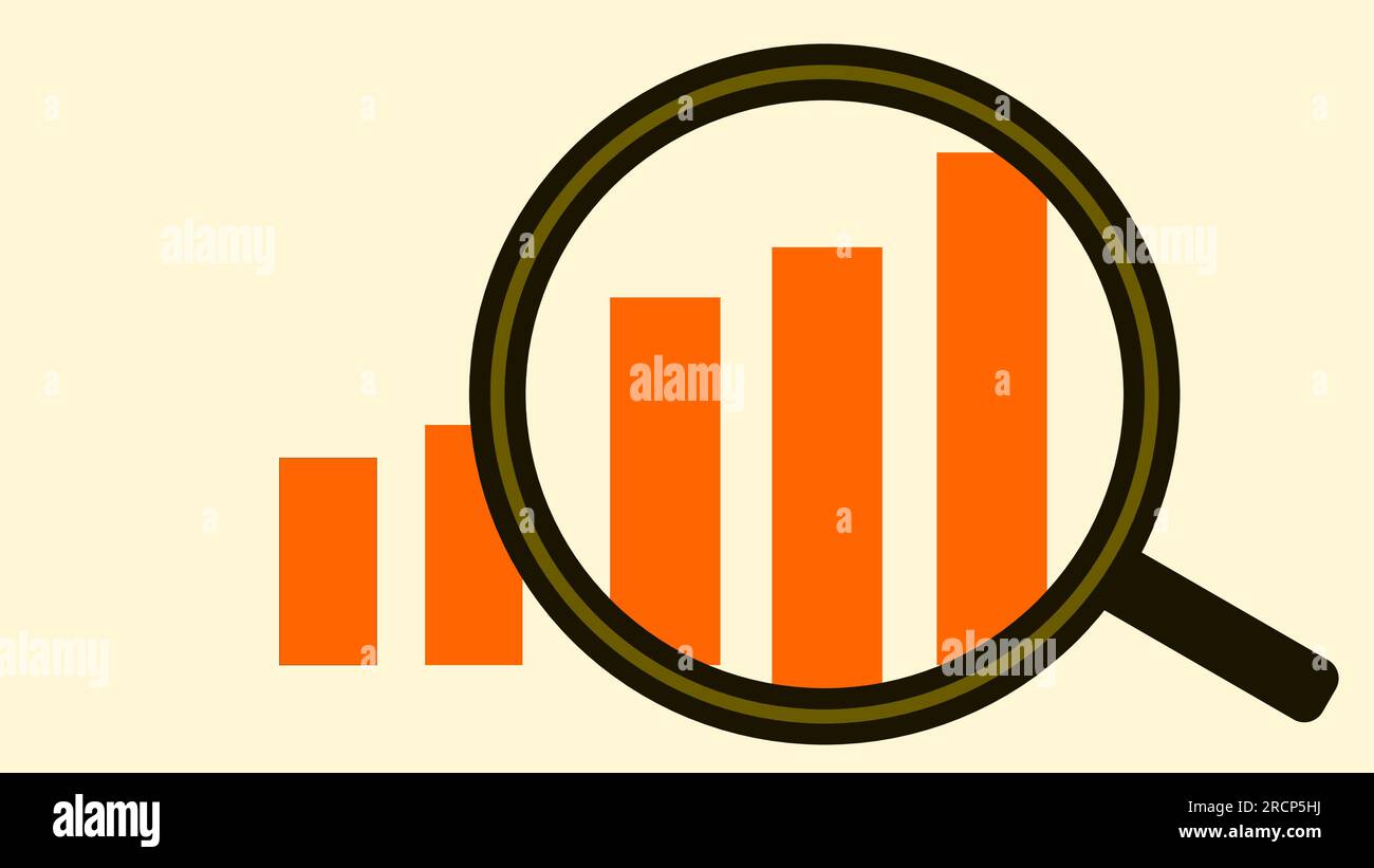 Magnifying Glass Abstract Rising Sales Bar Graph Stock Vector Image ...