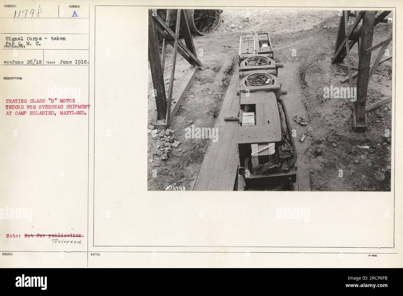 Image shows a group of men at Camp Holabird, Maryland, in June 1918 ...
