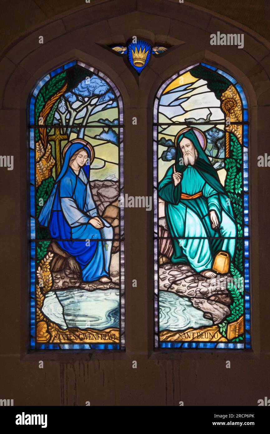 Saint Winefride and St Bueno stained glass window at St Winefride's ...