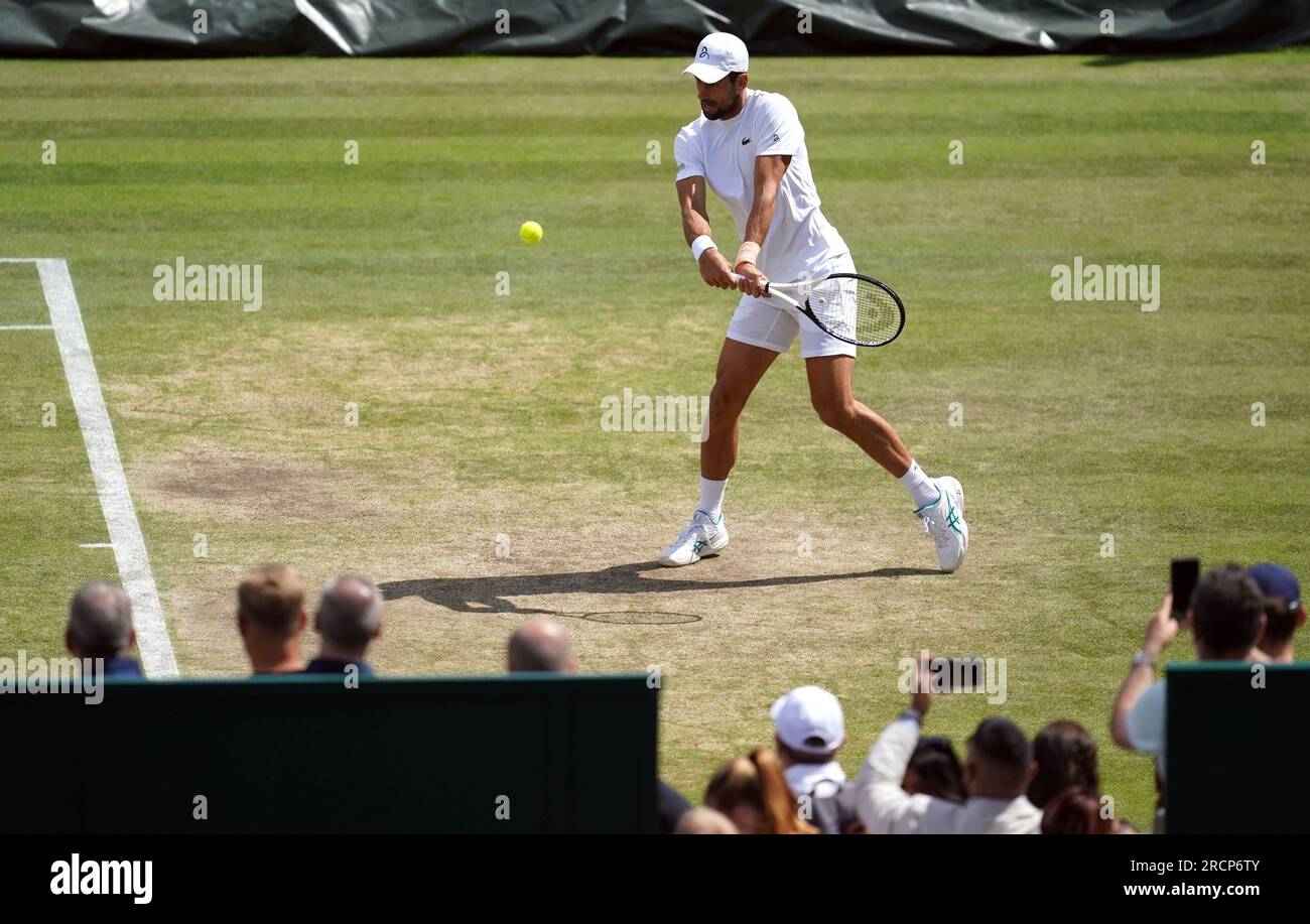 Novak Djokovic during a practice session on day fourteen of the 2023 ...