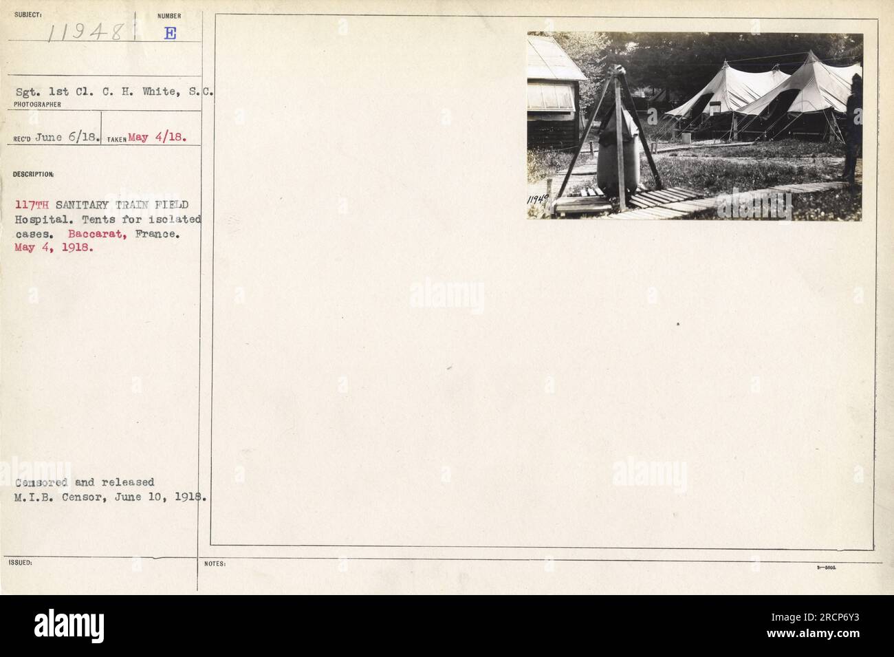 "Image capturing Sgt. 1st Cl. C. H. White of the 117th Sanitary Train ...