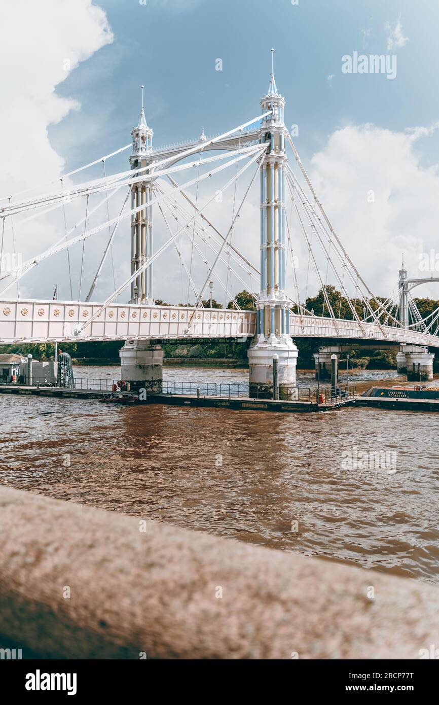 A white and blue brdige in London Stock Photo - Alamy