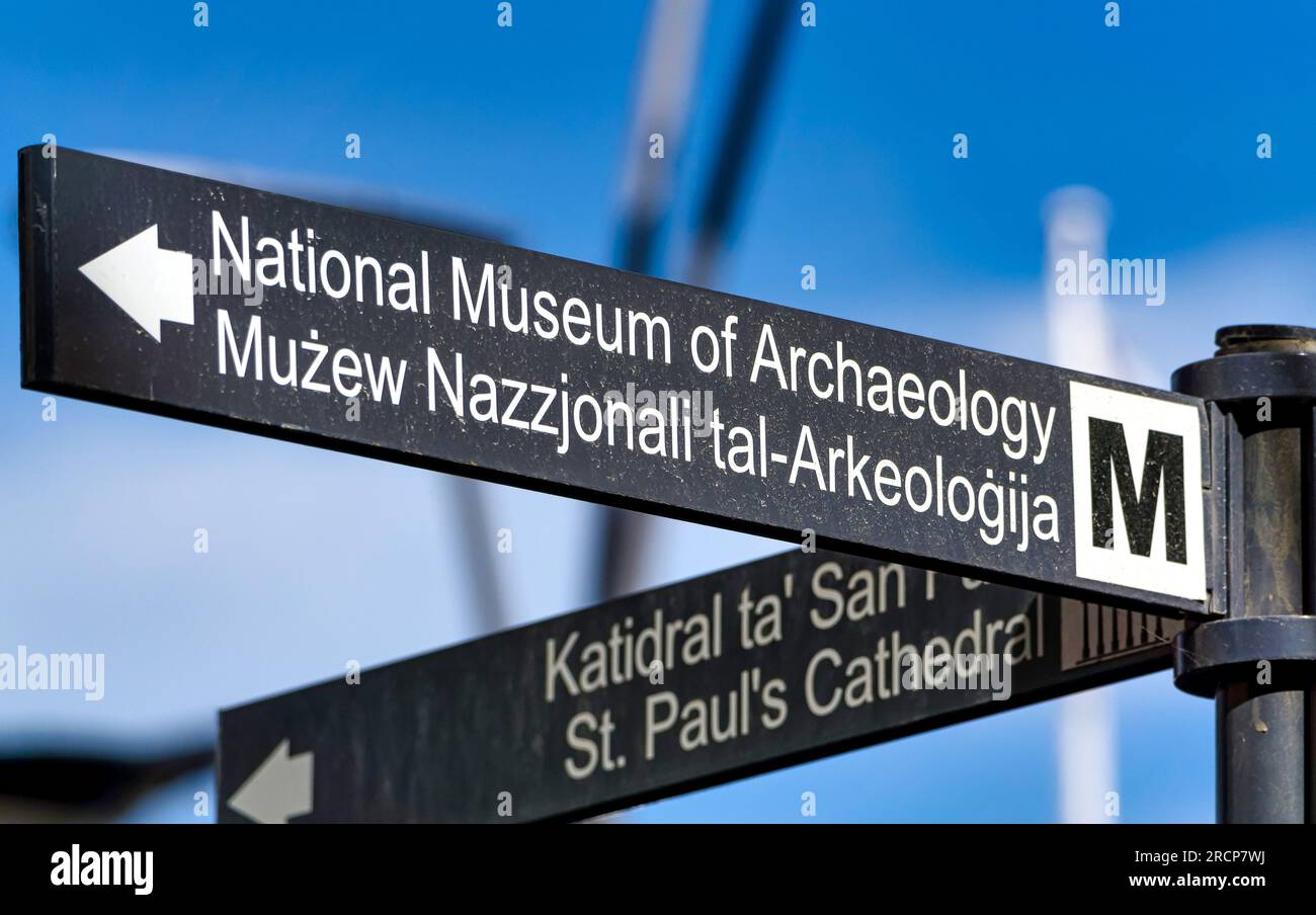 Malta, Valletta: Tourist information signs giving information about the ...