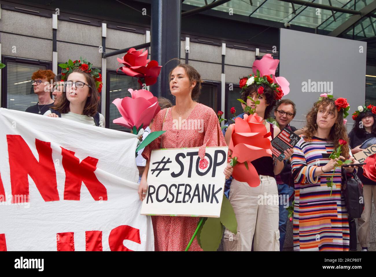London, UK. 15th July 2023. Protesters gather outside the Department ...