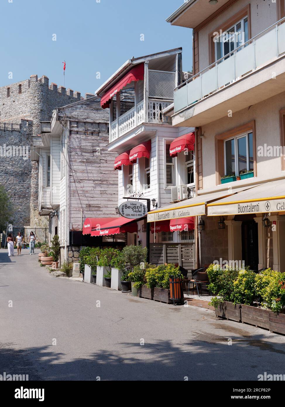 Red and white wooden colour themed hotel in Anadolu, Istanbul, Turkey ...