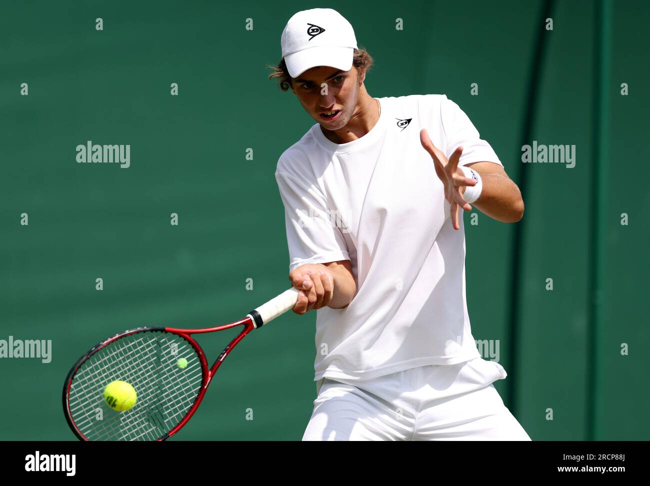 Mark Ceban in action against Svit Suljic during the Boys 14 & Under ...