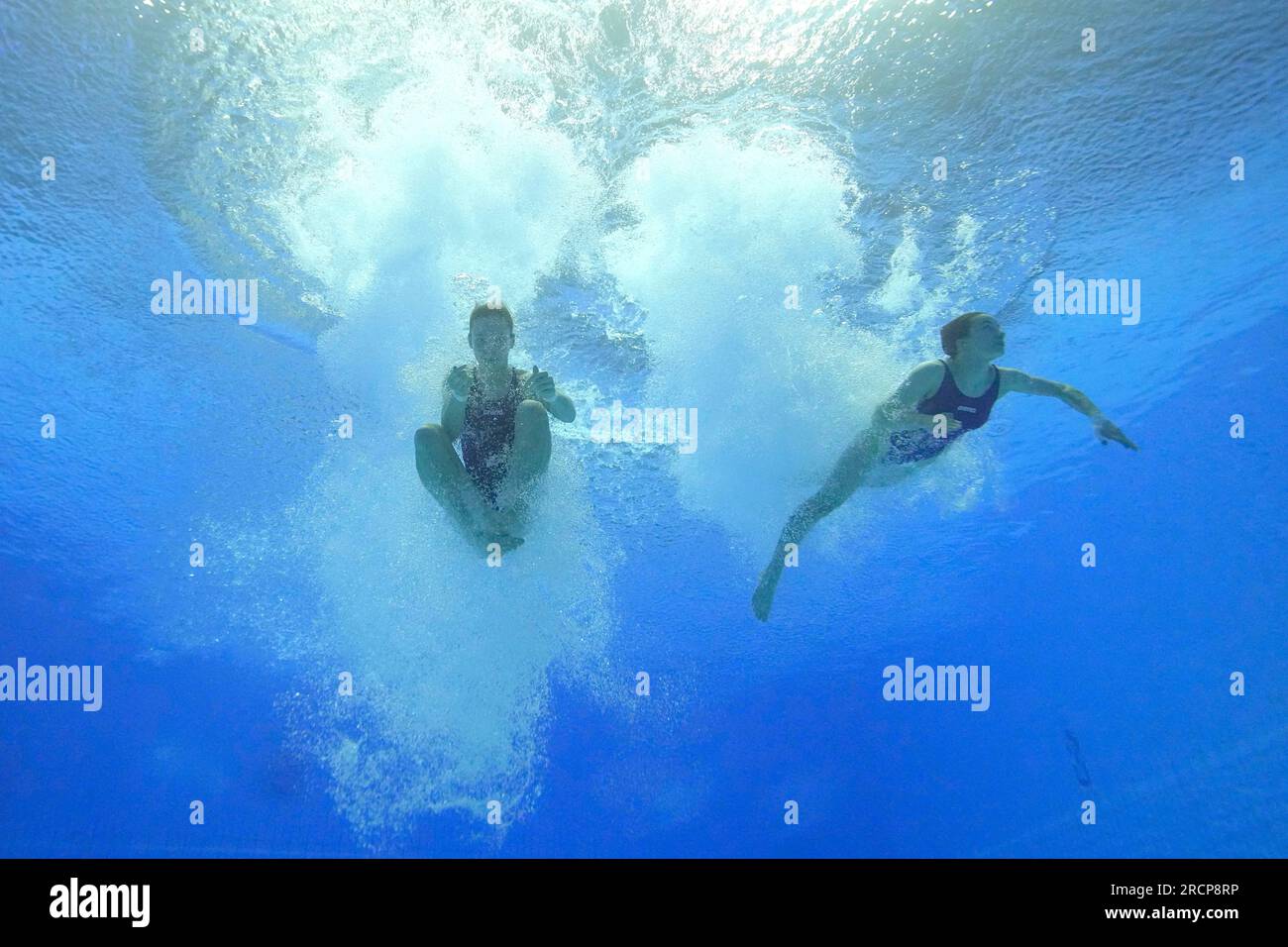 Kseniia Bailo and Sofia Esman of Ukraine compete during the women's ...