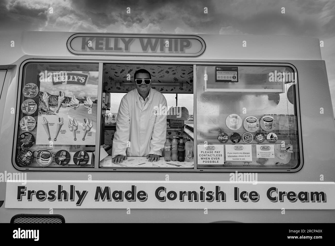 Cornish ice cream van Black and White Stock Photos & Images - Alamy