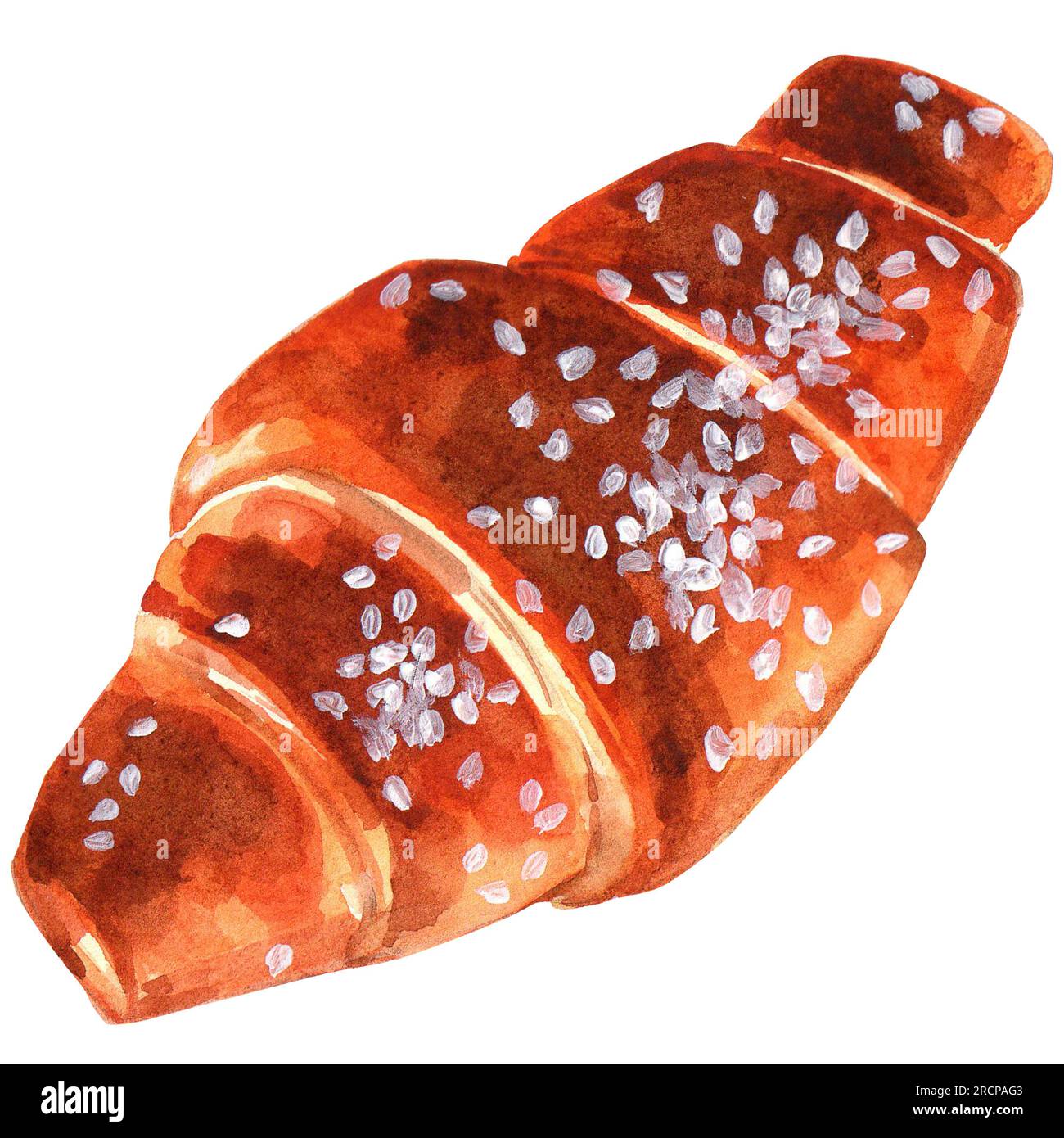 Watercolour cute bakery bread collection illustration set croissant ...