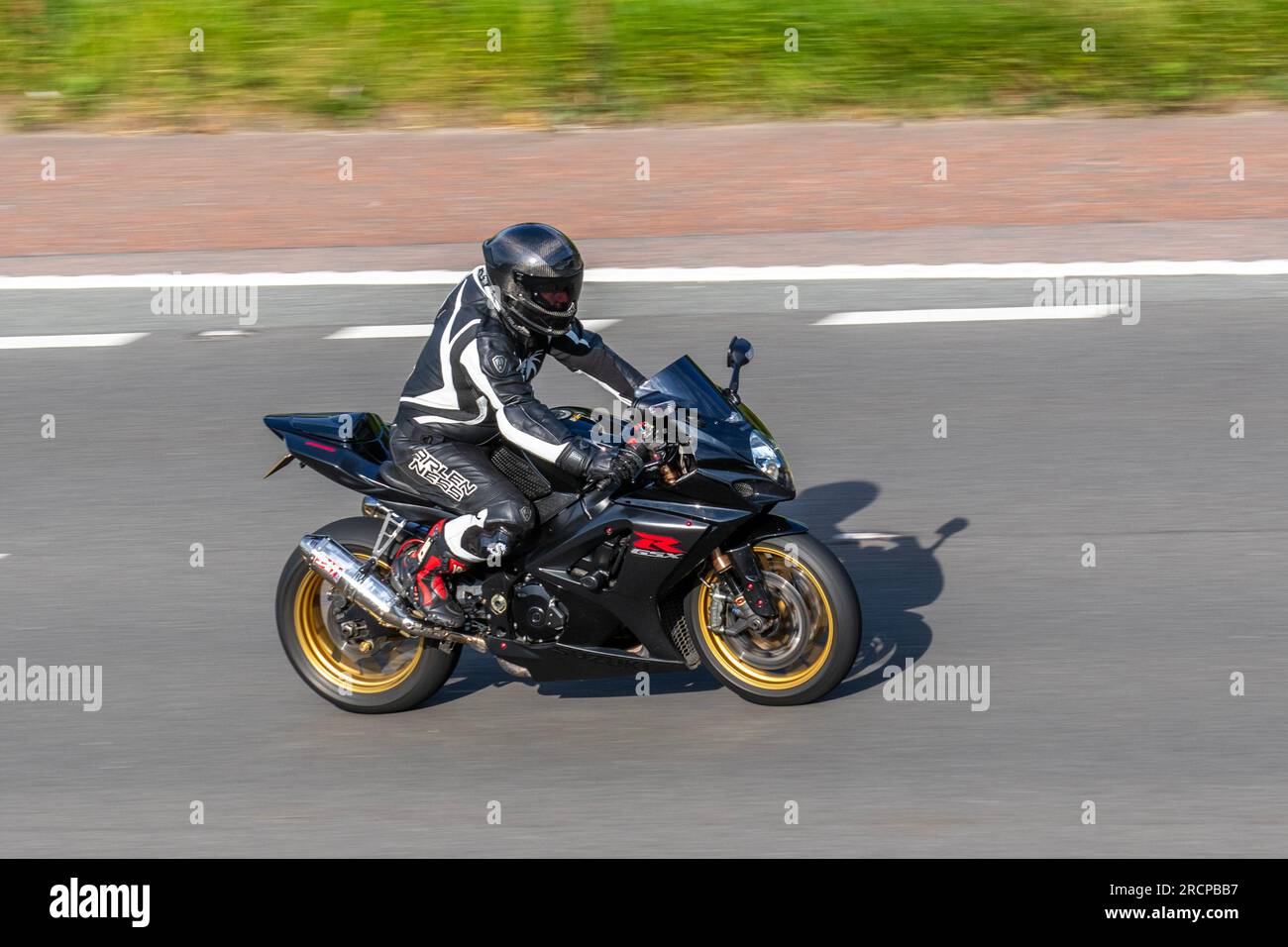 Suzuki RGSX Motorcycle; travelling at speed on the M6 motorway in ...
