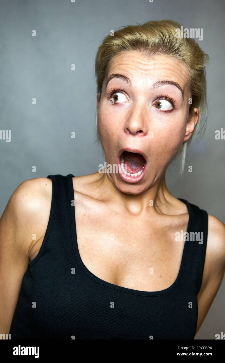Womans face mouth open hi-res stock photography and images - Alamy