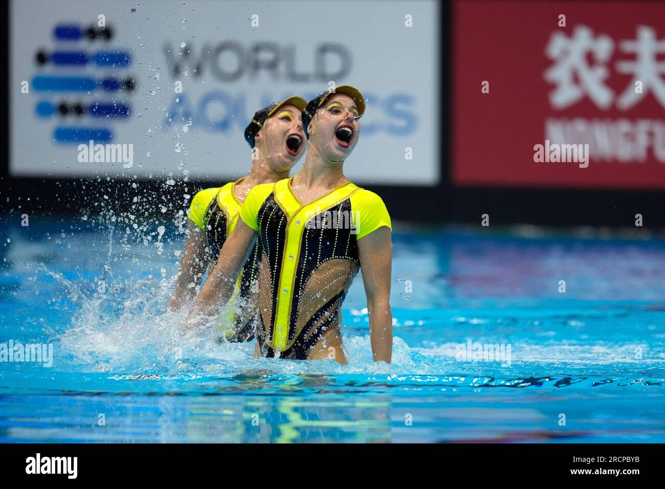 Iris Tio Casas and Alissa Ozhogina, of Spain, compete in the women's ...